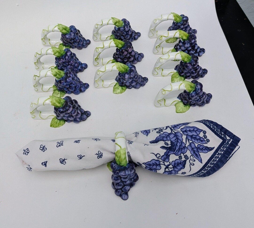 Bone China Grapes Wine Napkin Rings Vintage Set of 12 - Etsy