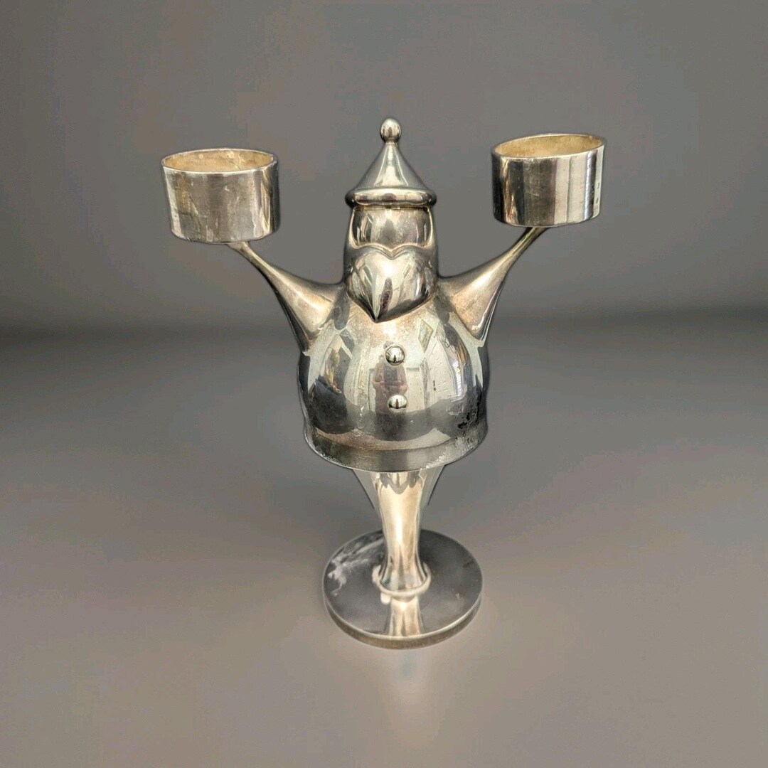 Pottery Barn Santa Tea Light Holder Silver Plated Christmas Decor 8.75 ...