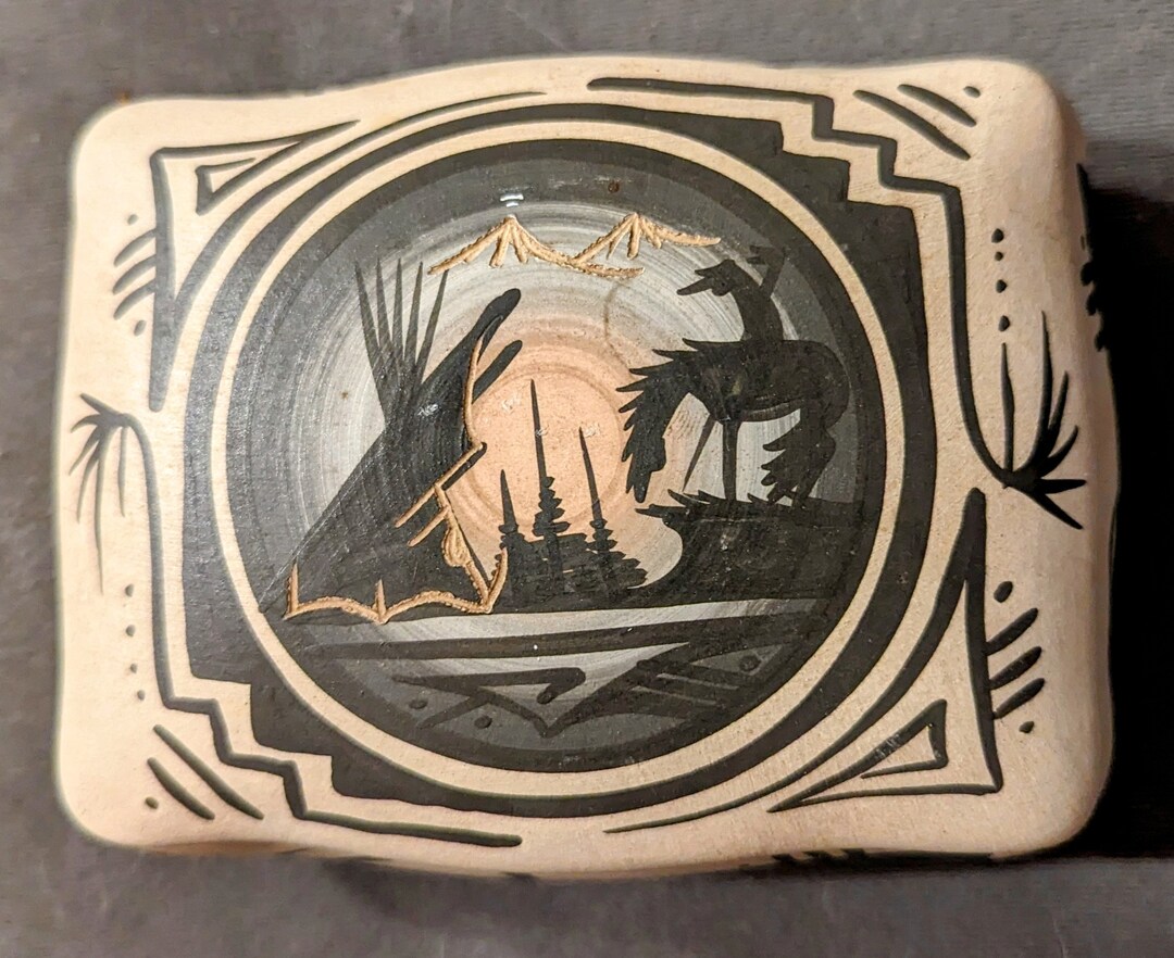 Navajo Native American Trinket Box Glazed Handmade Pottery - Etsy