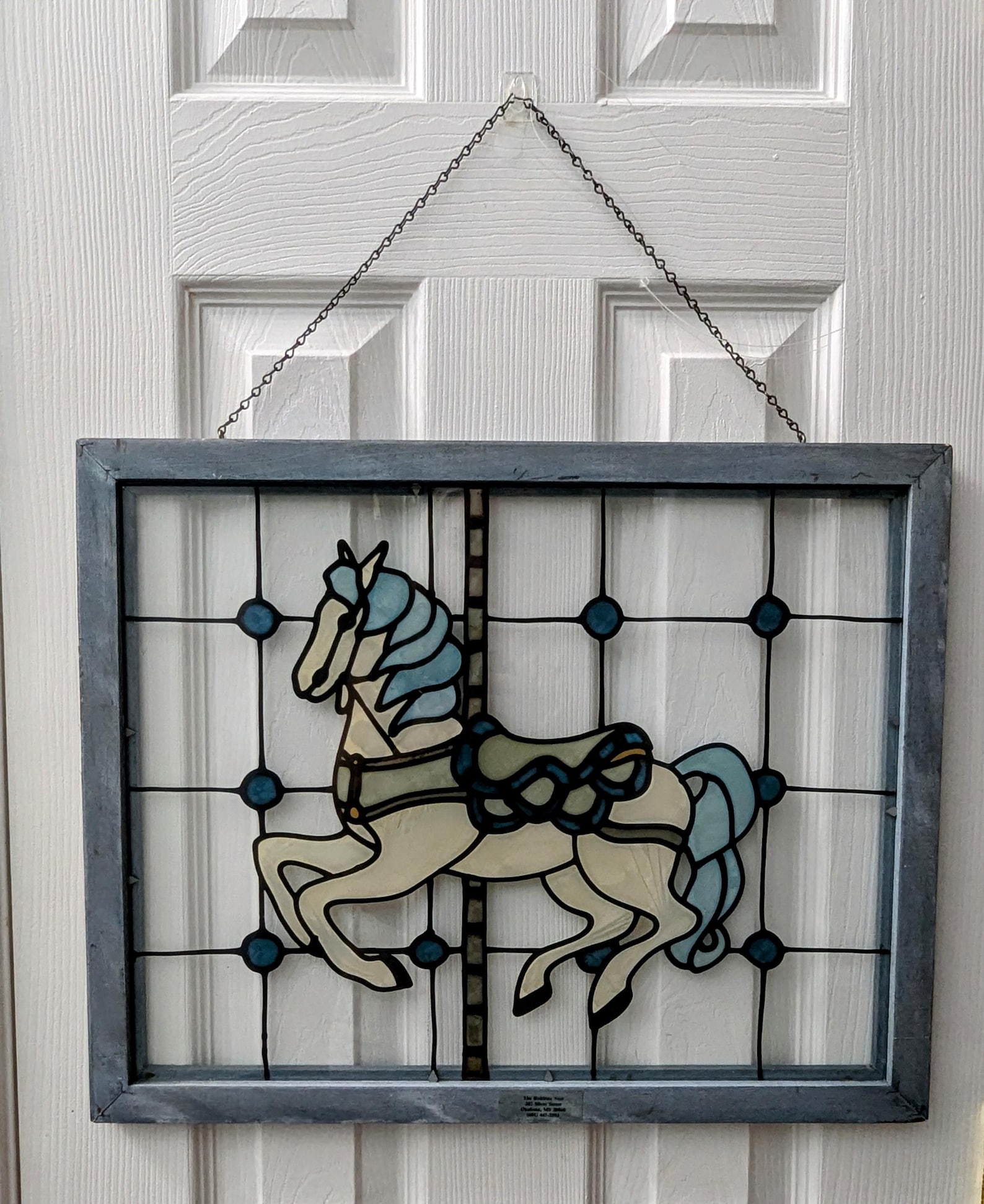 Blue Stained Glass Carousel Horse Window - Etsy