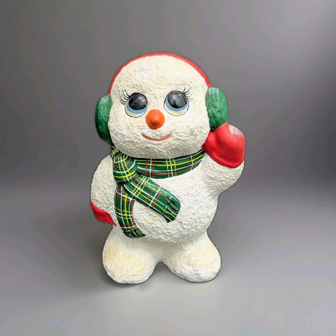Ceramic Holland Mold Snowman Hand Painted Vintage Christmas Tartan 6.5 ...