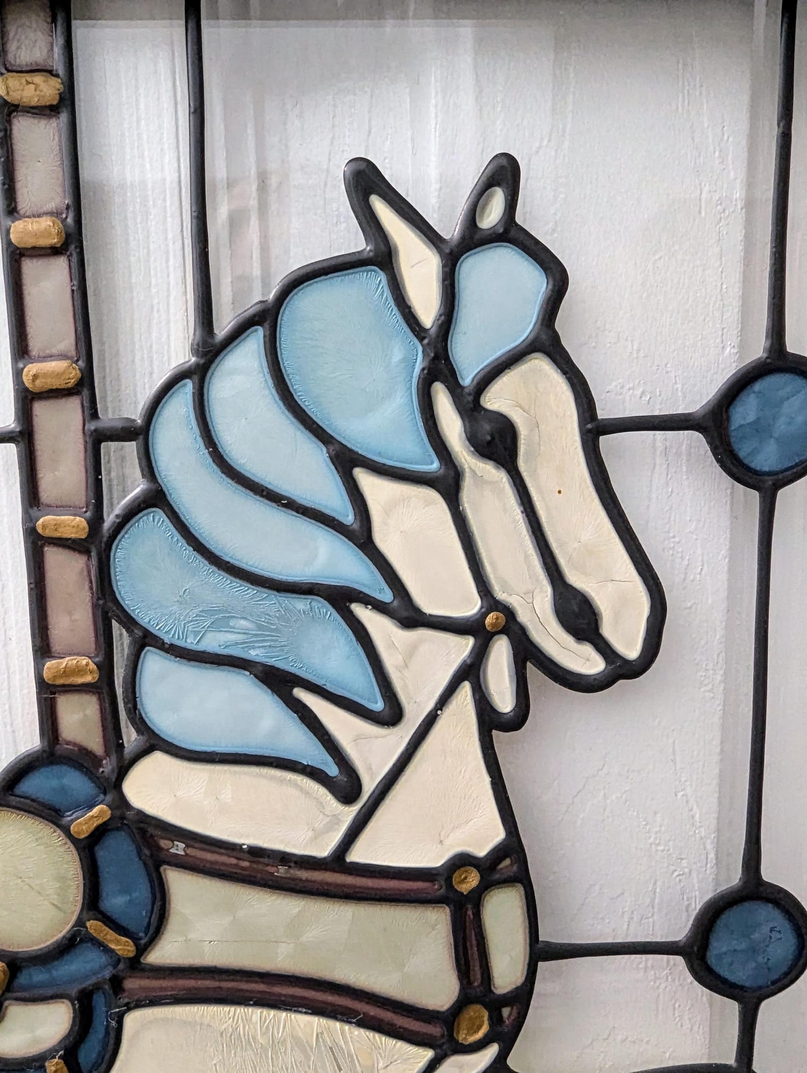 Blue Stained Glass Carousel Horse Window - Etsy