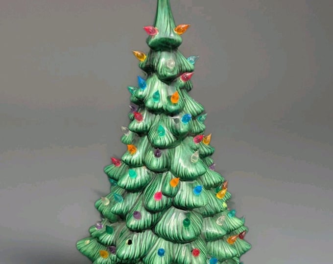 Holland Mold Ceramic Lighted Christmas Tree XL 70s 16" Tall 11" Wide ...