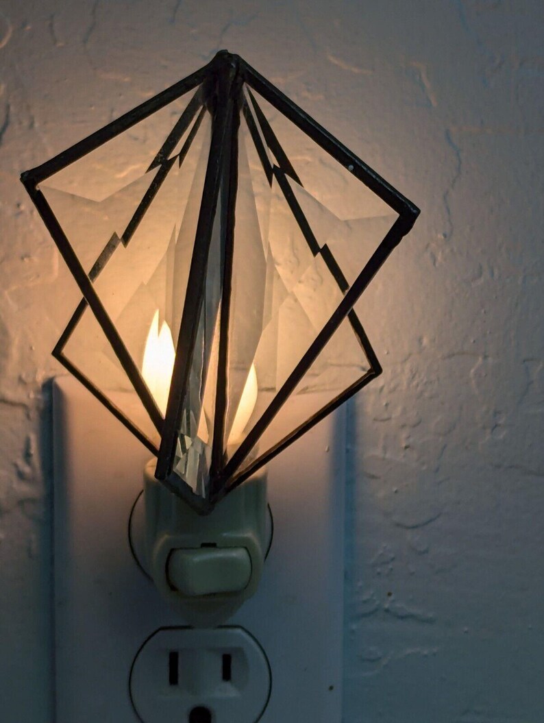 Vintage Handcrafted Stained Glass Night Light Angled Beveled Glass - Etsy