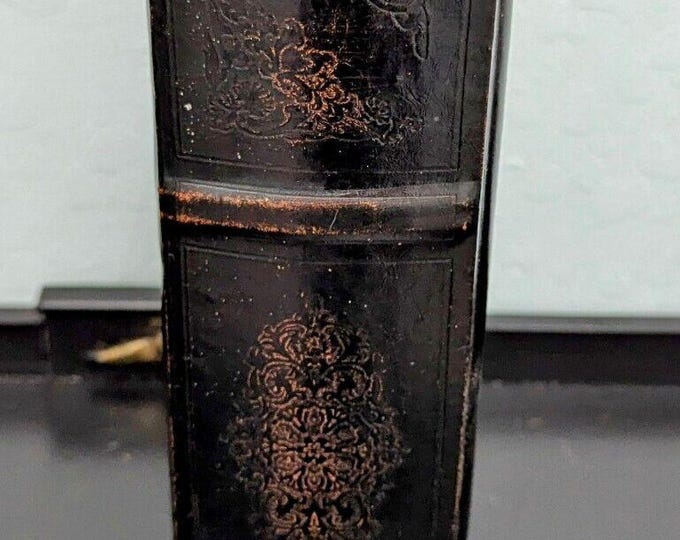 Vintage Embossed Leather Book Box Hidden Stash Box Library Brown Gold ...