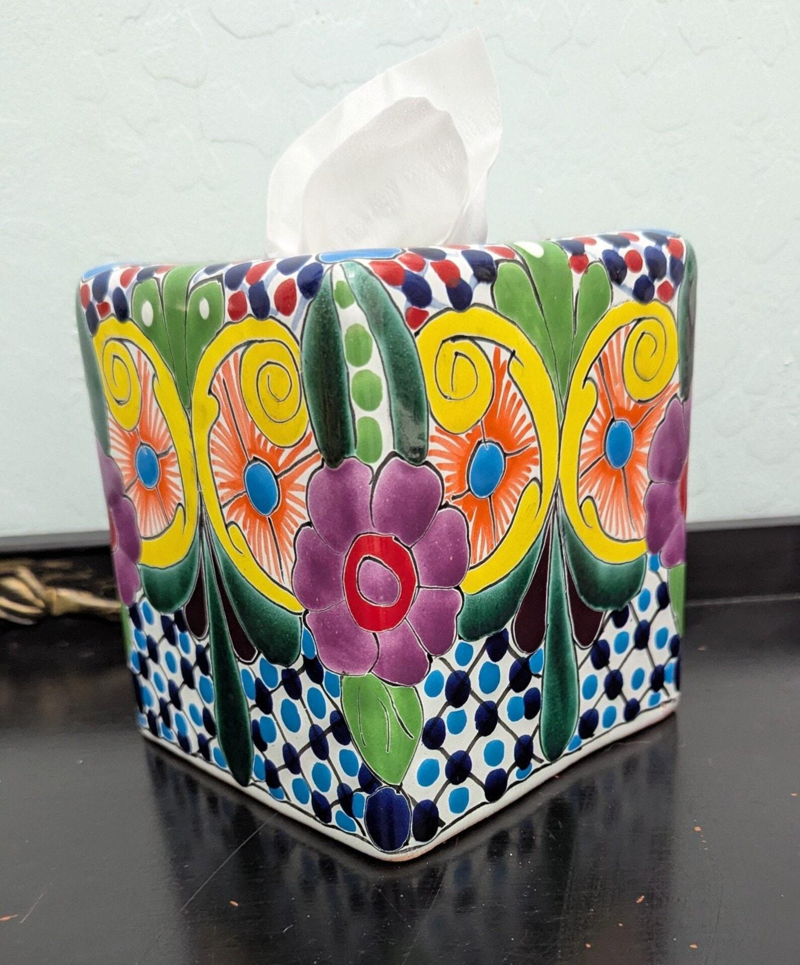 Talavera Mexican Art Pottery Tall Kleenex Ceramic Tissue Box Art Deco Style - Etsy
