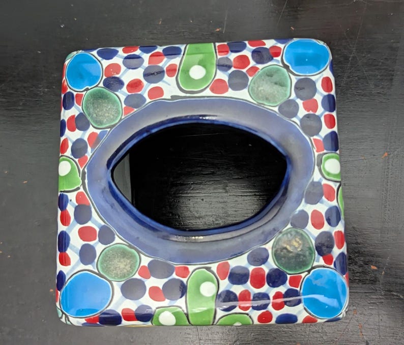 Talavera Mexican Art Pottery Tall Kleenex Ceramic Tissue Box Art Deco ...