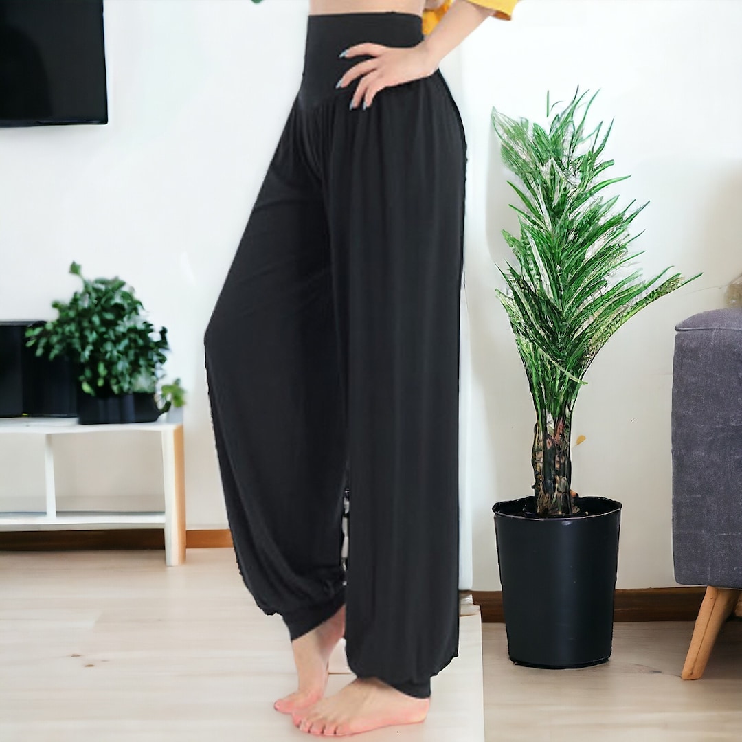 Black Loose Fit Yoga Pants Harem Genie Pants Boho Comfy Yoga Trousers ...