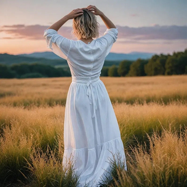 Medieval Maxi Dress for Women's Minimalist Cottage Core Dress for Her ...