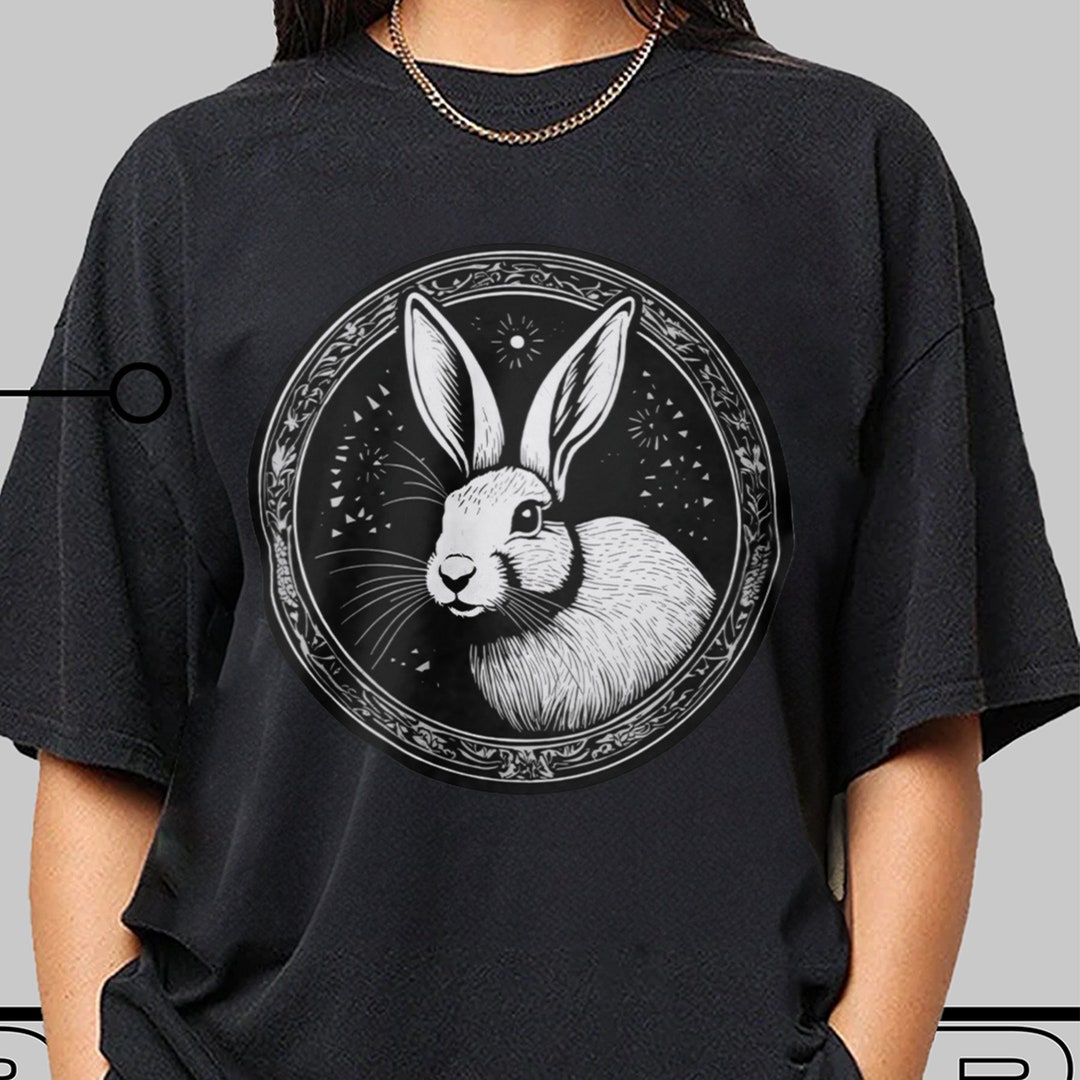 Vintage Rabbit Linocut Tshirt, Rabbit Linocut Tee, Rabbits Tshirt ...