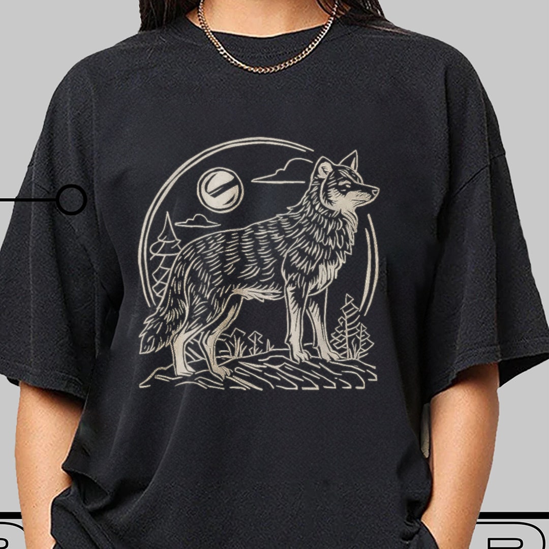 Vintage Alpha Shirt, Wolf Linocut Tee, Werewolf T Shirt, Wolf Lover ...