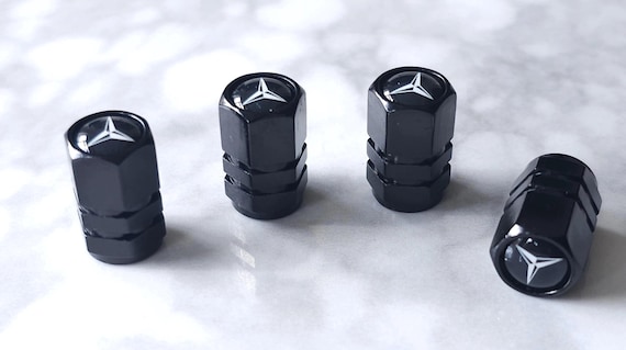 4 X MERCEDES BENZ Black Tyre Valve Caps Suitable for MERCEDES Series Corrosion Resistant Leak Proof Valve Stem Cover Dust Caps