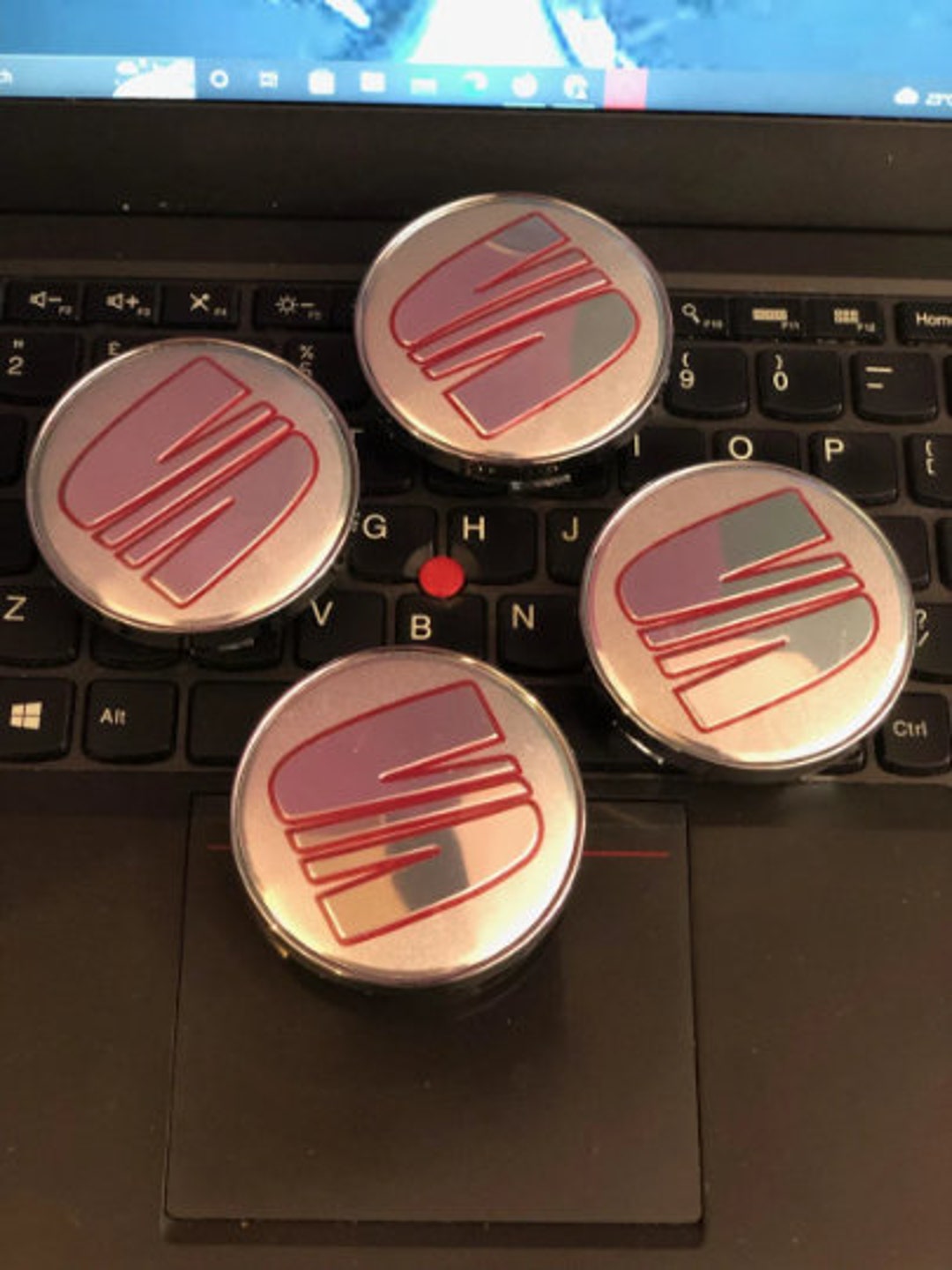 4x Seat Tarraco Ibiza León Hubcap Wheelcap Hub Cap Chrome Red 60mm New ...