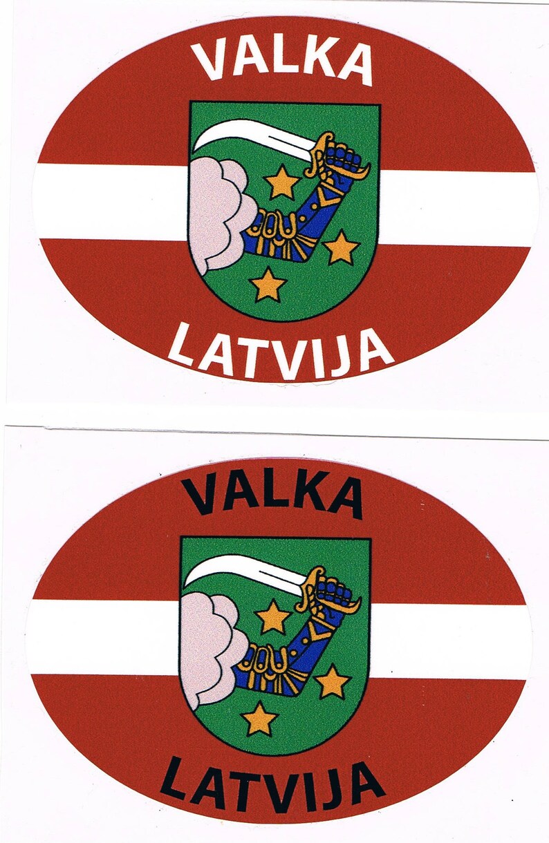 Valka, LATVIJA / LATVIA 4x3 Inch Oval Coat of Arms Decal With Latvia ...