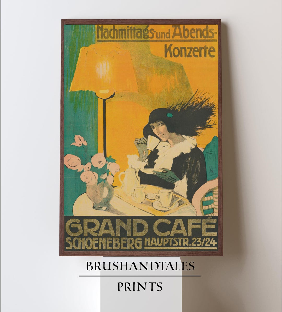Vintage German Cafe Poster - Grand Cafe Schoeneberg Berlin 1910s Art ...