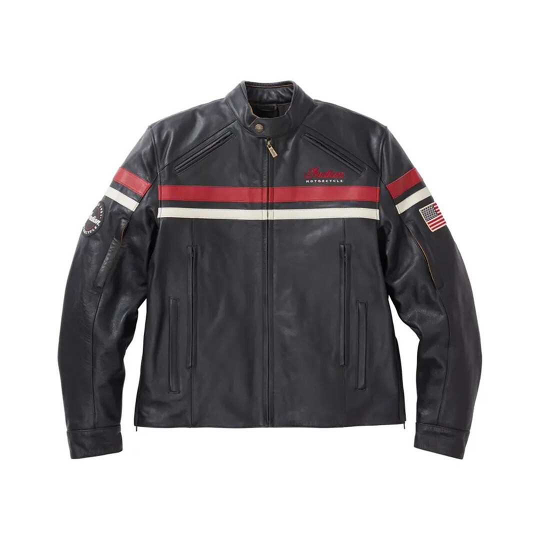 Mens Indian Motorcycle Leather Jacket Handmade Genuine Cowhide Biker ...