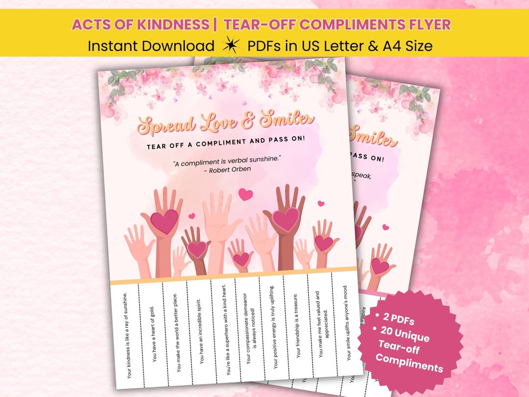 Compliment Cards Tear off Flyer, Words of Affirmation, Affirmation Card ...