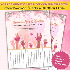 Compliment Cards Tear off Flyer, Words of Affirmation, Affirmation Card ...