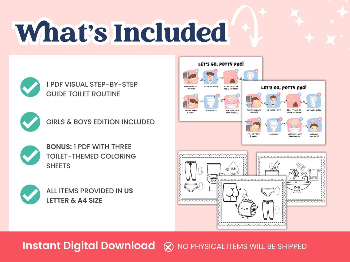 Toilet Training Visual Routine Potty Time for Kids Bathroom Routine ...