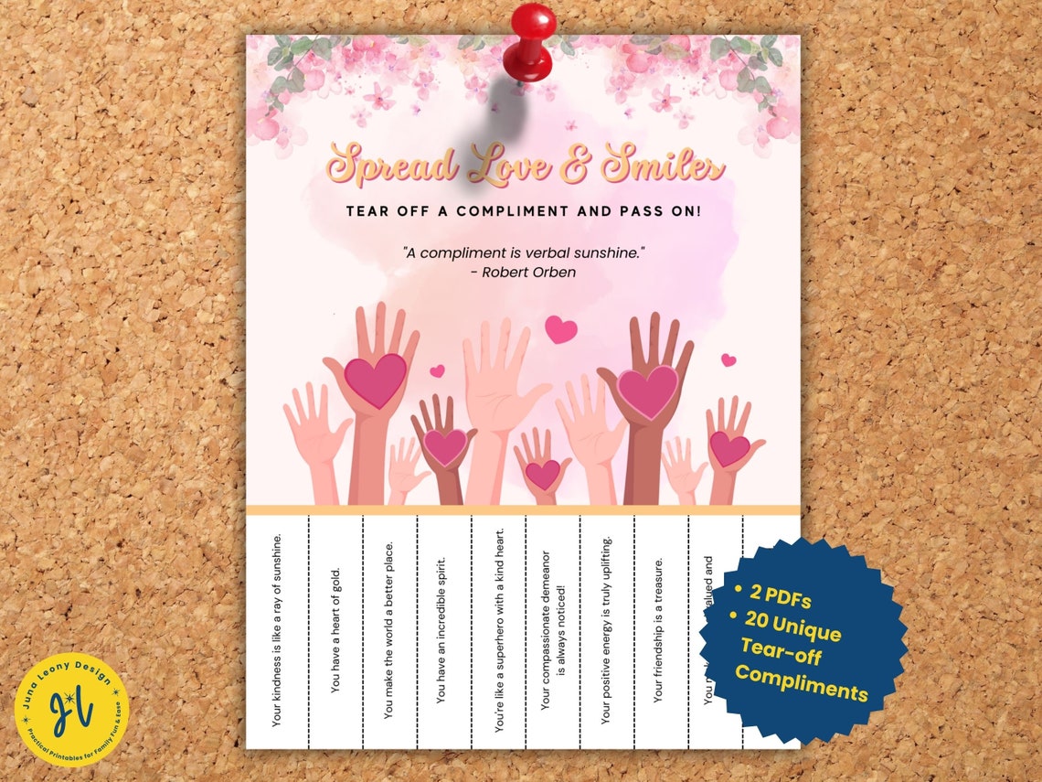 Compliment Cards Tear off Flyer, Words of Affirmation, Affirmation Card ...