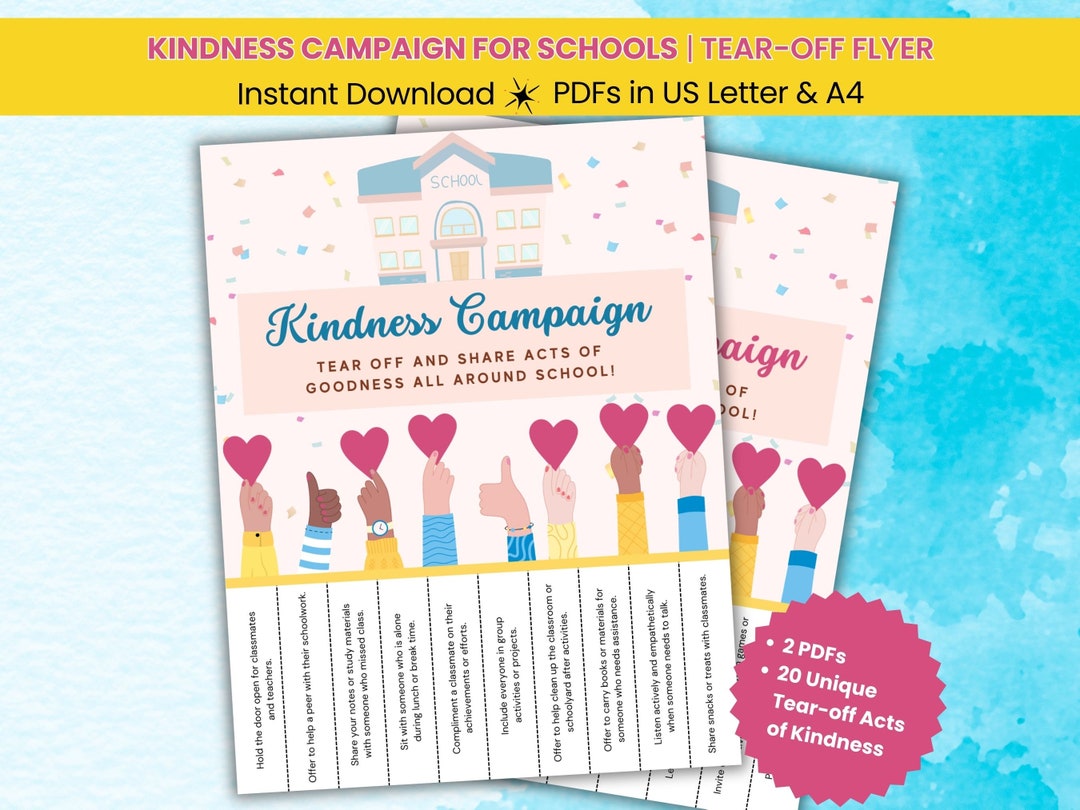 Acts of Kindness Tear off Flyer for Schools, Kindness Cards, Bulletin ...