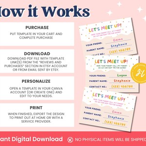 KIDS CONTACT CARDS Kids Play Date Cards, Playdate Calling Cards, Keep ...