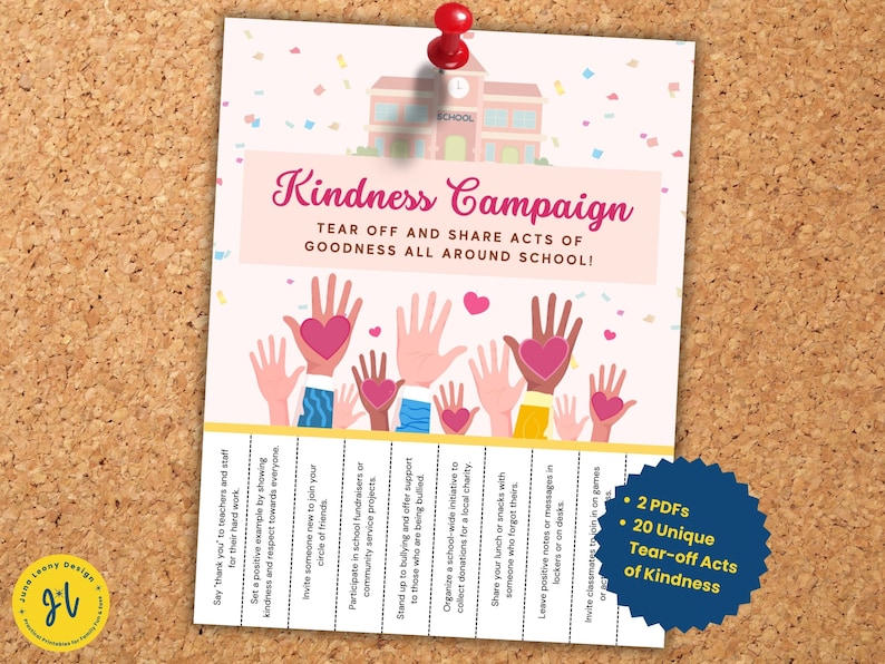 KINDNESS Tear off Flyer, Kindness Week Printable, Posters for Bulletin ...