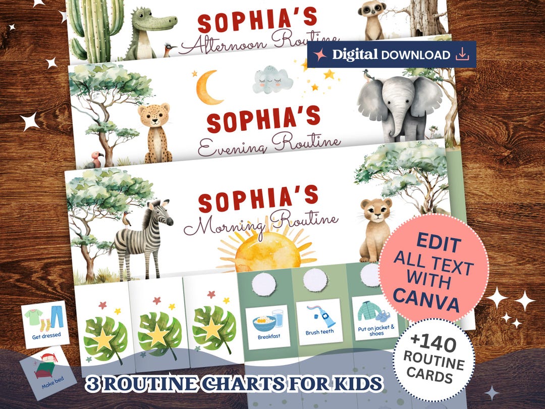 Editable Morning, Afternoon, Evening Routine Chart Kids Daily Chore ...