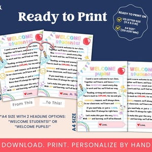 First Day of School Letter From Teacher, Printable Welcome Back to ...