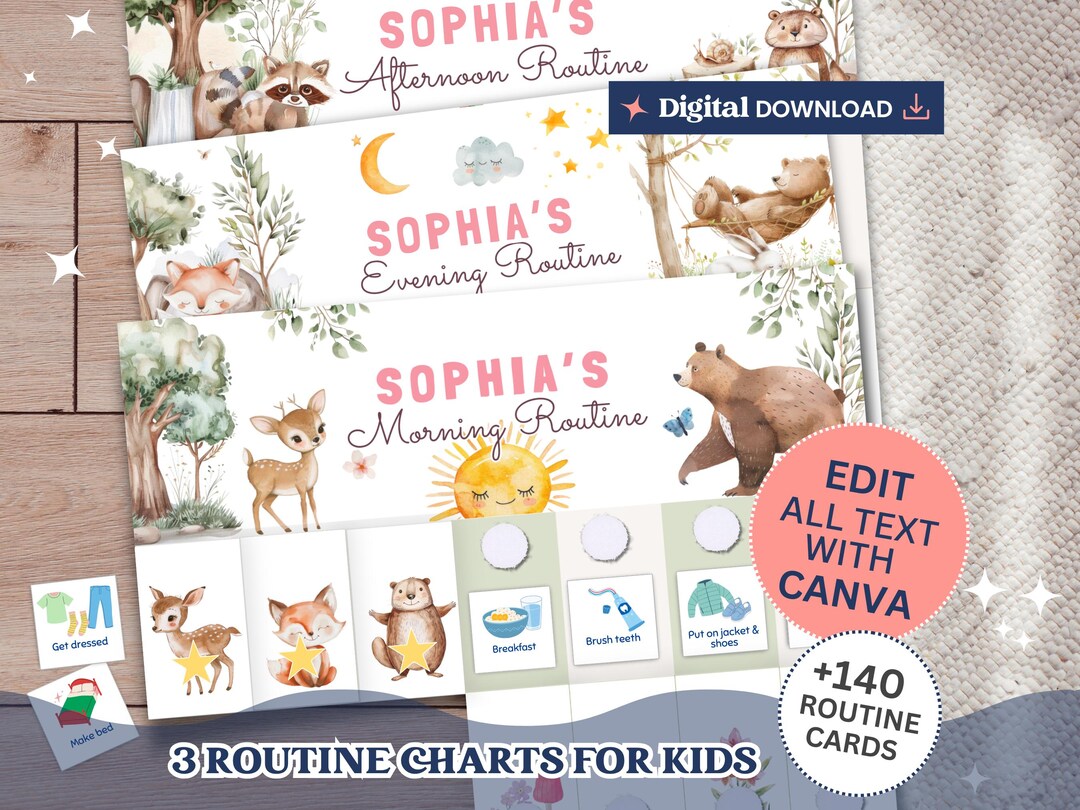 Kids Flip Routine Chart Editable Toddler Chore Chart Age 3 Printable ...