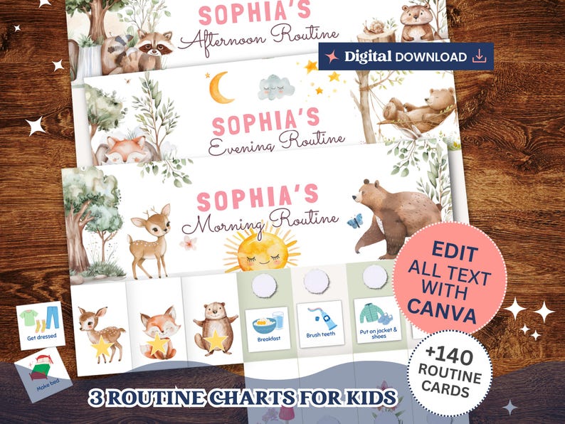 Kids Morning Routine Chart Daily Schedule for Children Chore Cards for ...