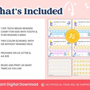 Dinosaur Tooth Care Habit Tracker Printable Star Reward Chart for Kids ...