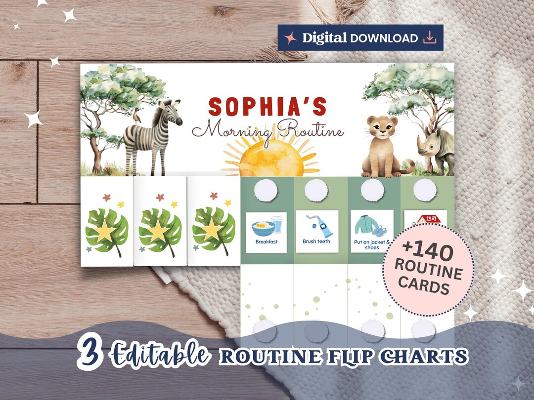 Safari Routine Chart Design Template Digital Download Kid Planner ...
