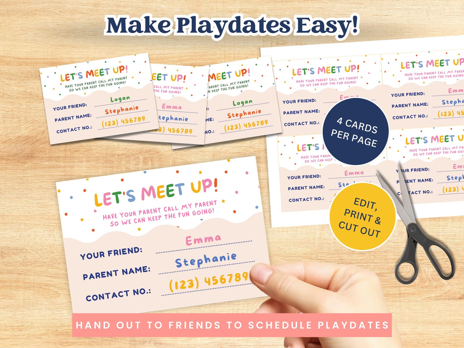 Kids Play Date Cards Editable Calling Card Boy, Customizable Playdate ...