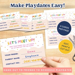 Kids Play Date Cards Editable Calling Card Boy, Customizable Playdate ...