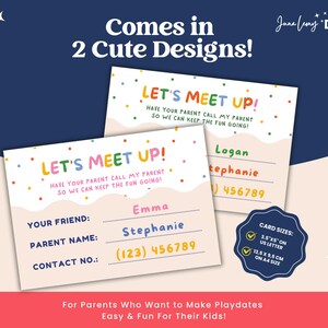 Kids Play Date Cards Editable Calling Card Boy, Customizable Playdate ...