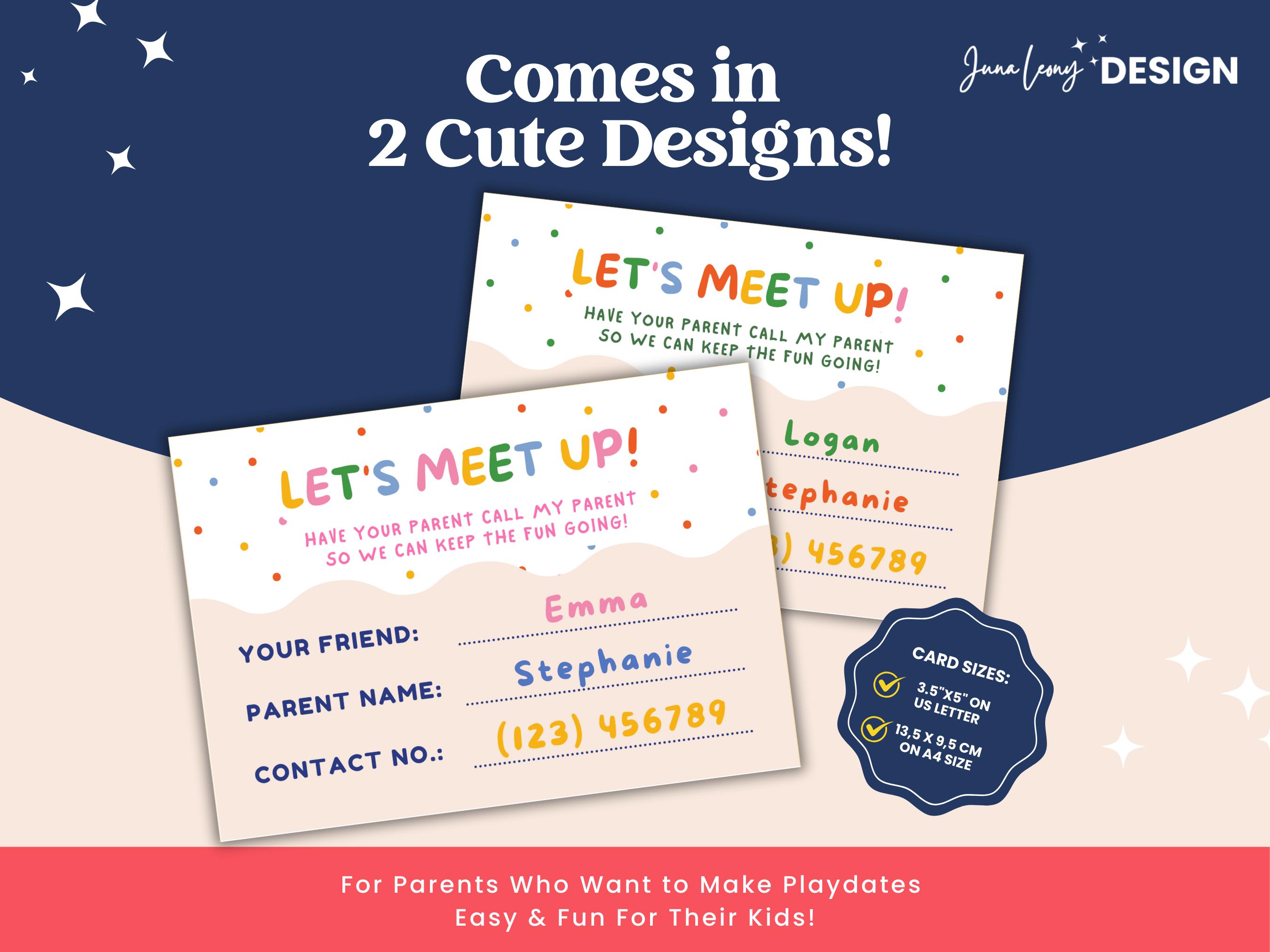 Kids Play Date Cards Editable Calling Card Boy, Customizable Playdate ...
