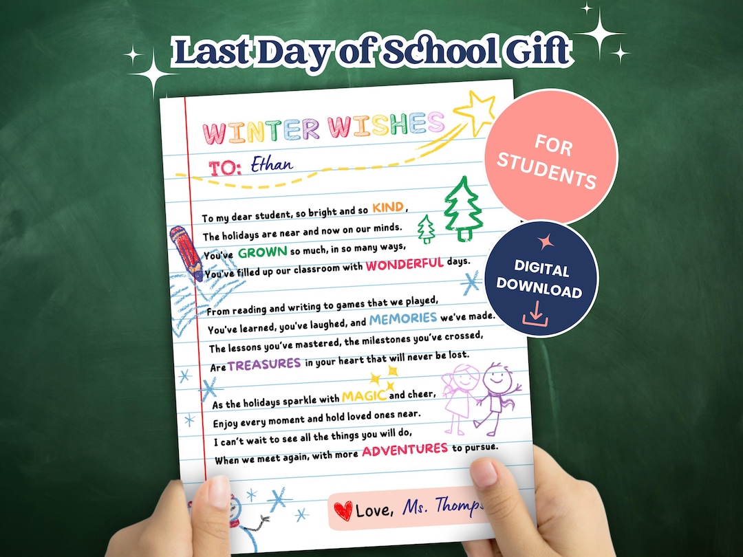 Letter to Student End of Year, Thank You Note Teacher End of School ...