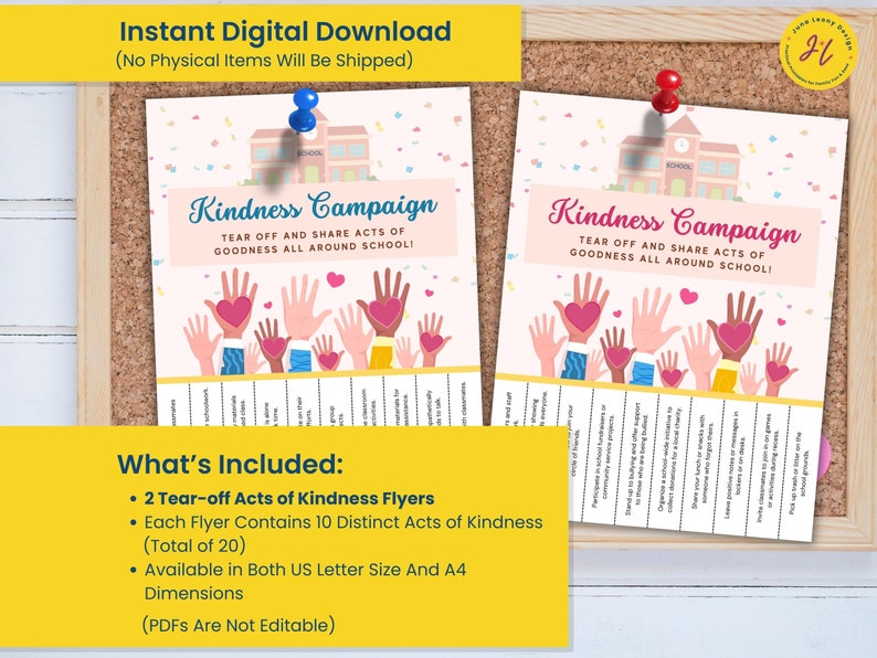 KINDNESS Tear off Flyer, Kindness Week Printable, Posters for Bulletin ...