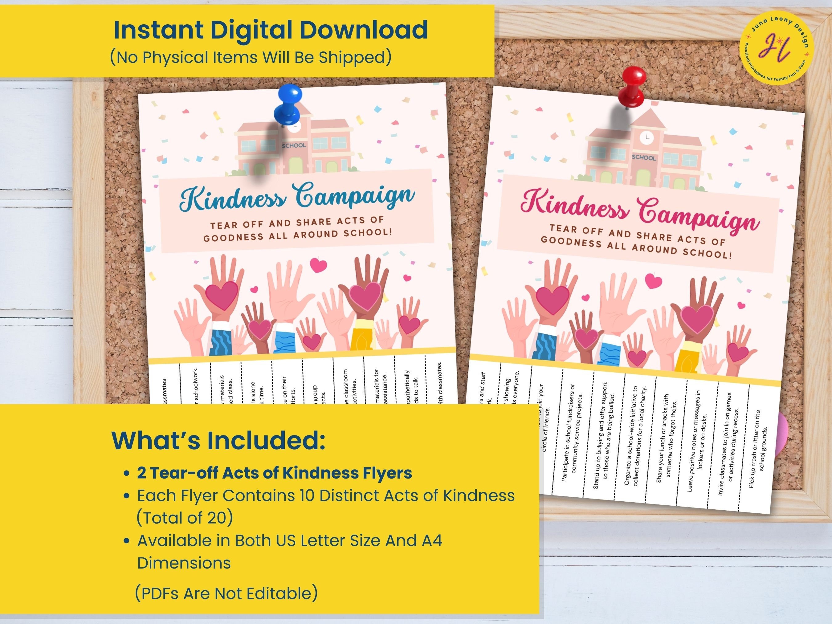 Acts of Kindness Tear off Flyer for Schools, Kindness Cards, Bulletin ...