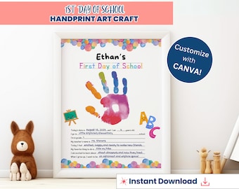 First Day of School Handprint Craft Back to School Printable Memory ...