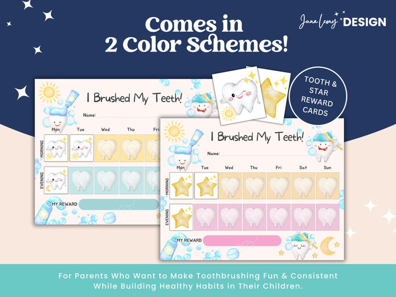 TEETH BRUSH CHART Printable Tooth Brushing Routine & Reward Chart Cards ...