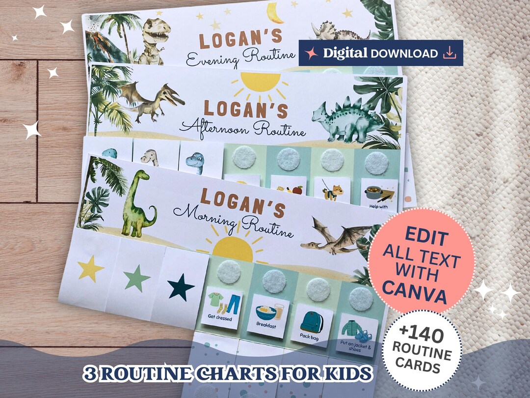 Editable Routine Chart Kids Morning Checklist W/ Pictures, Printable ...