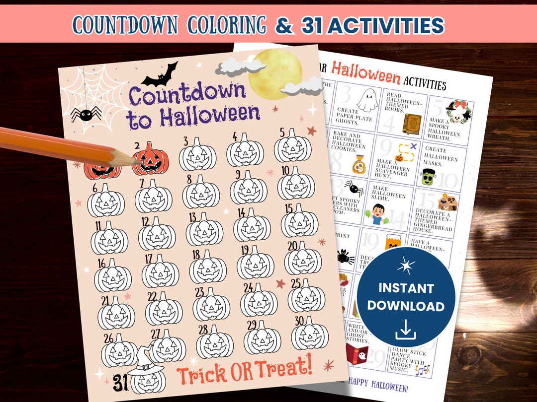 Halloween Countdown Sign Halloween Advent for Kids Calendar, Halloween ...