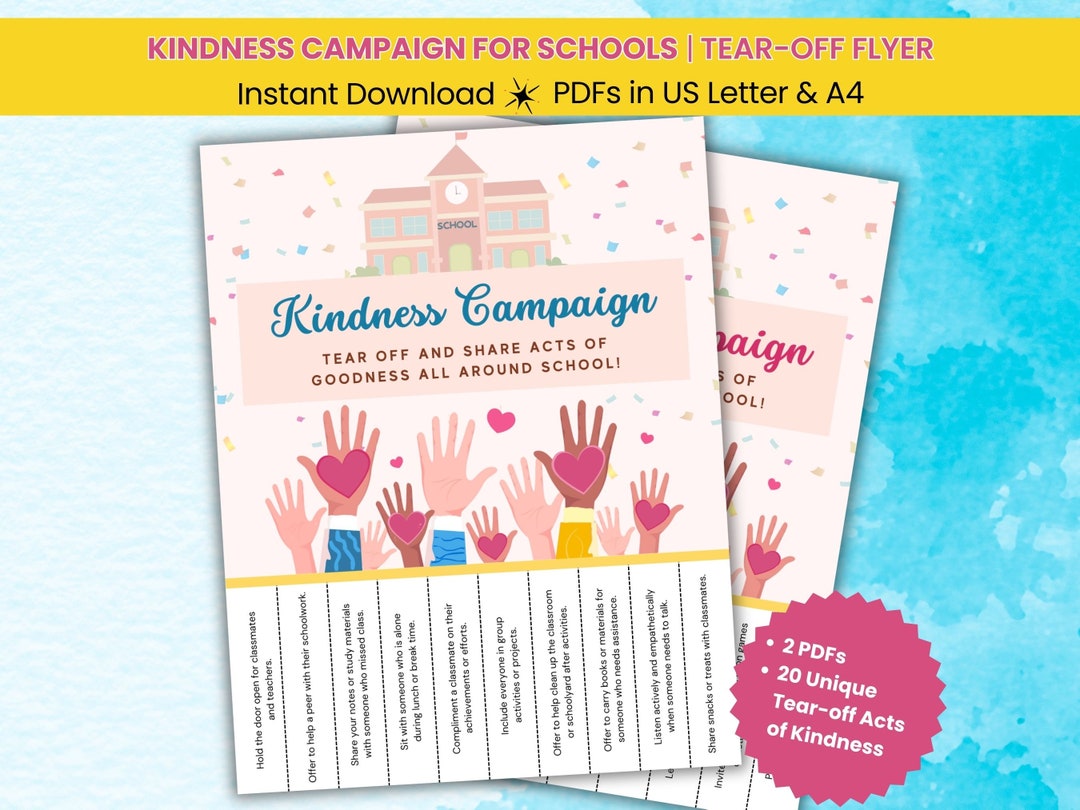Acts of Kindness Tear off Flyer for Schools, Kindness Cards, Bulletin ...