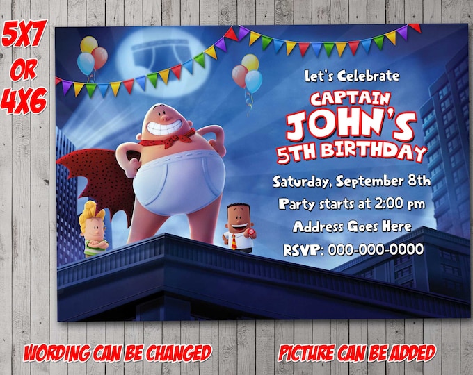 Captain Underpants Birthday Invitation - Etsy