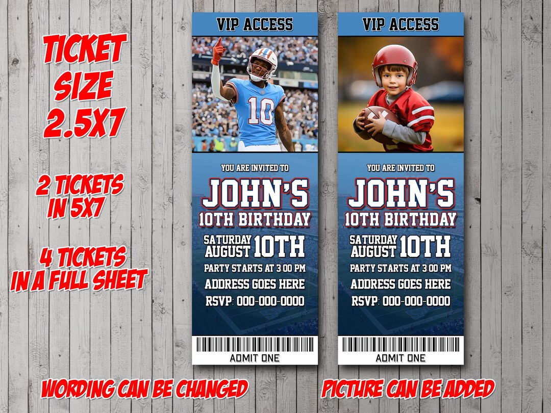 Titans Ticket Inspired Digital Party Invitation, Birthday, Thank You ...