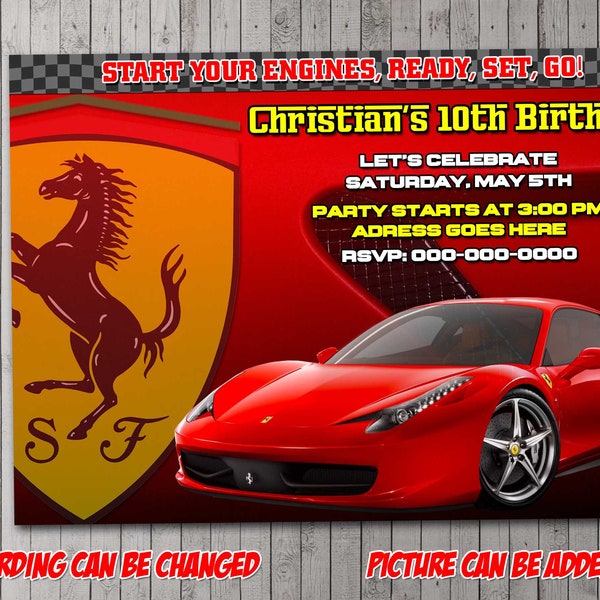 Ferrari Invitation - Etsy