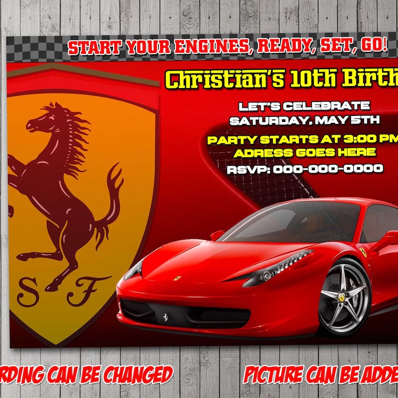 Ferrari Invitation - Etsy