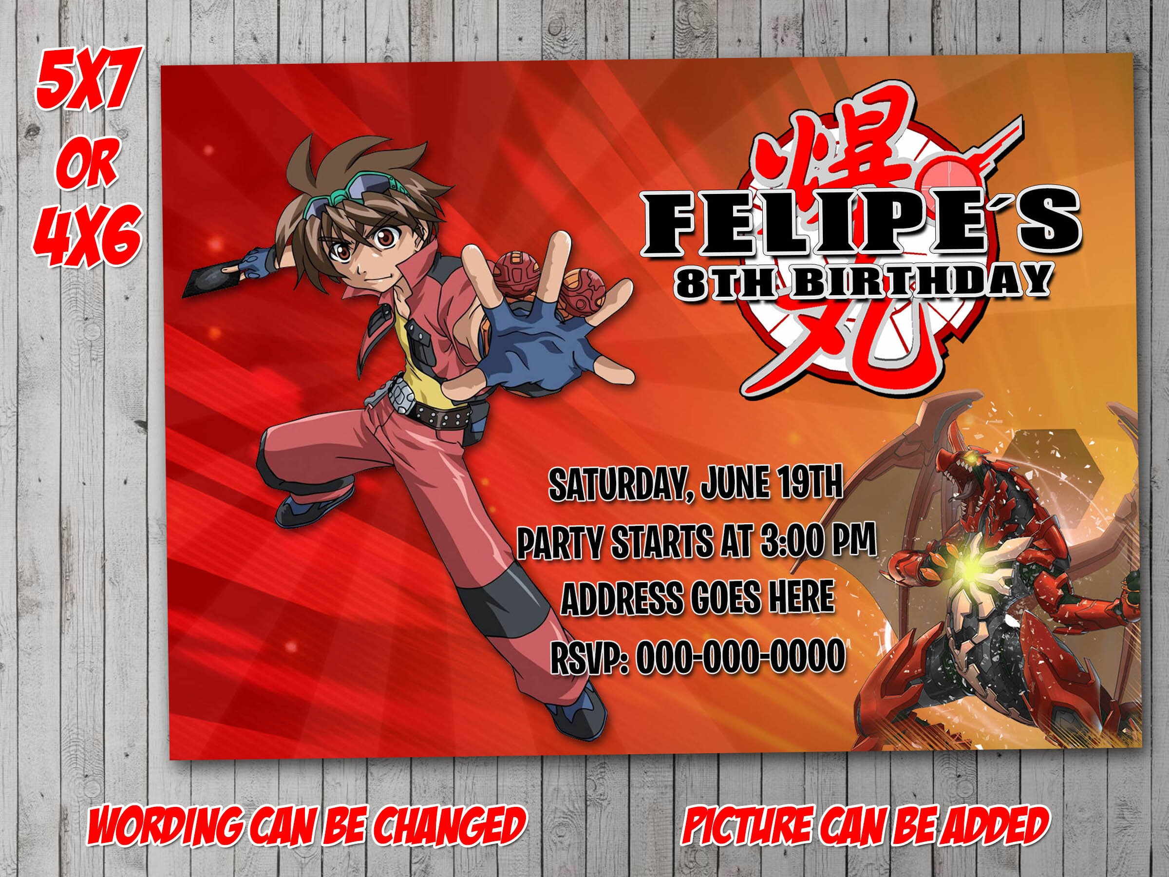 Bakugan Digital Party Invitation, Birthday, Thank You Card, Holiday ...